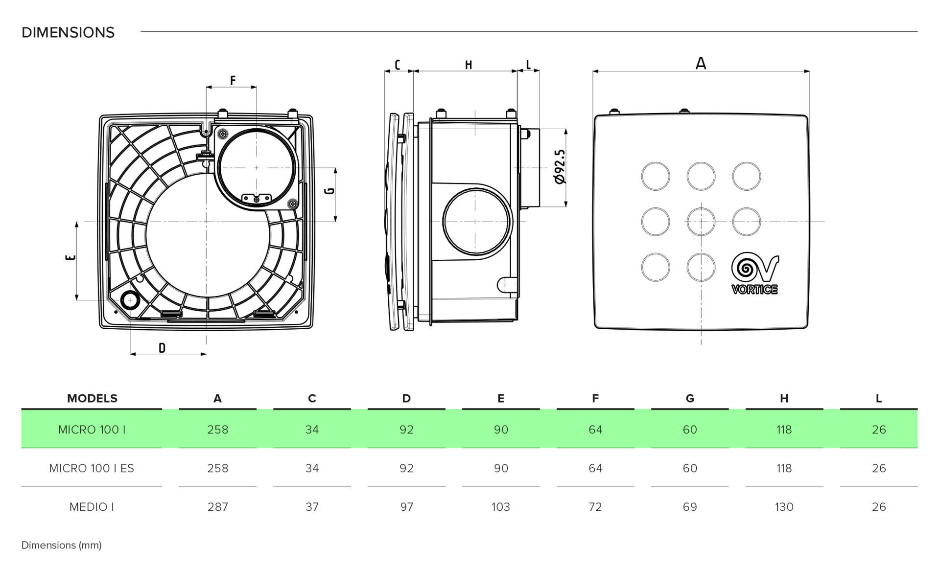 Vortice Vort Quadro IT Medio I TIMER (130/180m³/h) Zaman Saatli Duvar ...